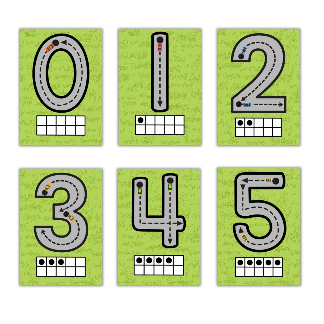Numbers to 10 Road-themed A4 Sized Cards - Etsy