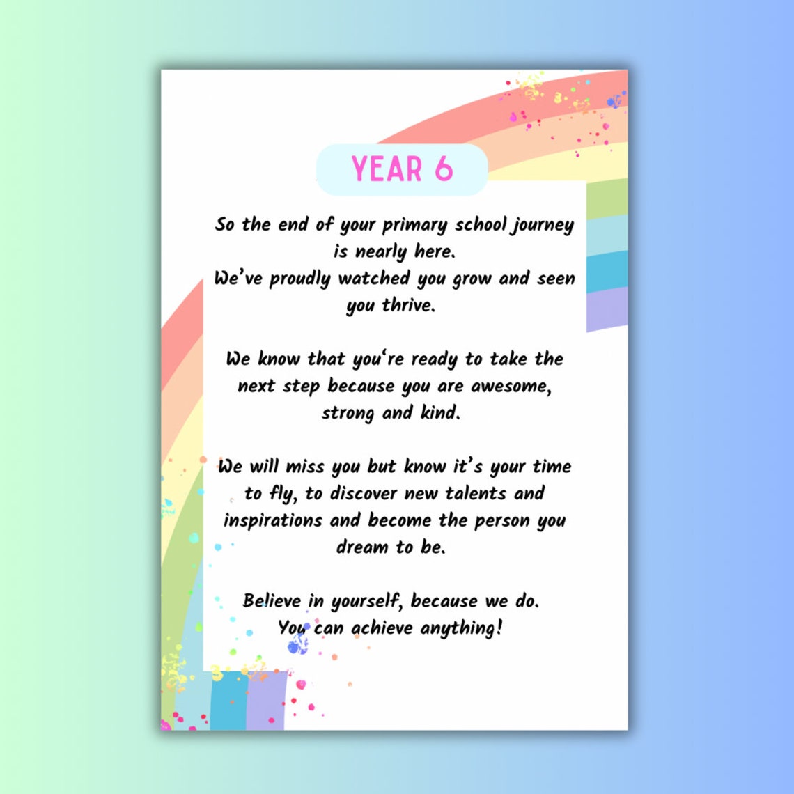 Year 6 Leavers Poem - Etsy