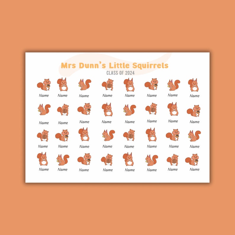 Squirrels Editable Class Gift Poster - Etsy