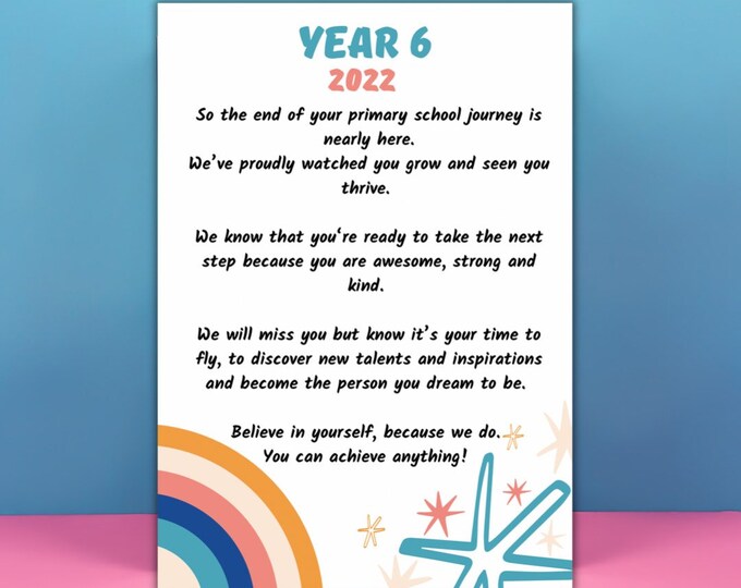 Year 6 Leavers Poem Keepsake - Etsy