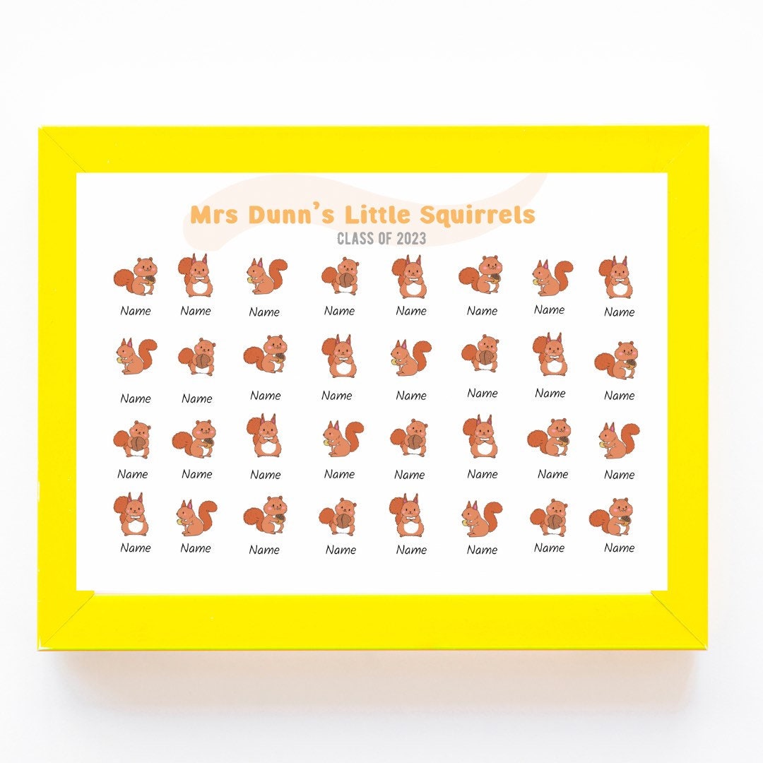 Editable Squirrels Class Poster - Etsy