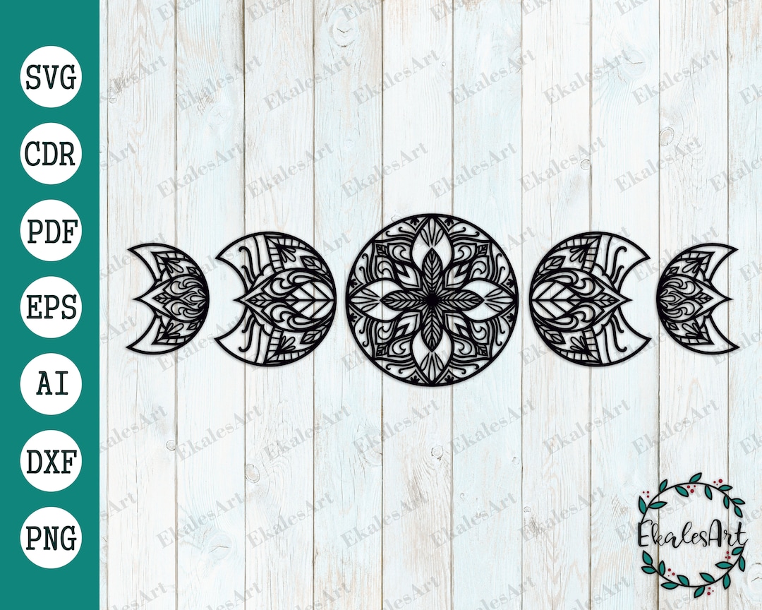 Moon Phase SVG File, Lunar Phases Svg Cut File, Boho Moon Template ...