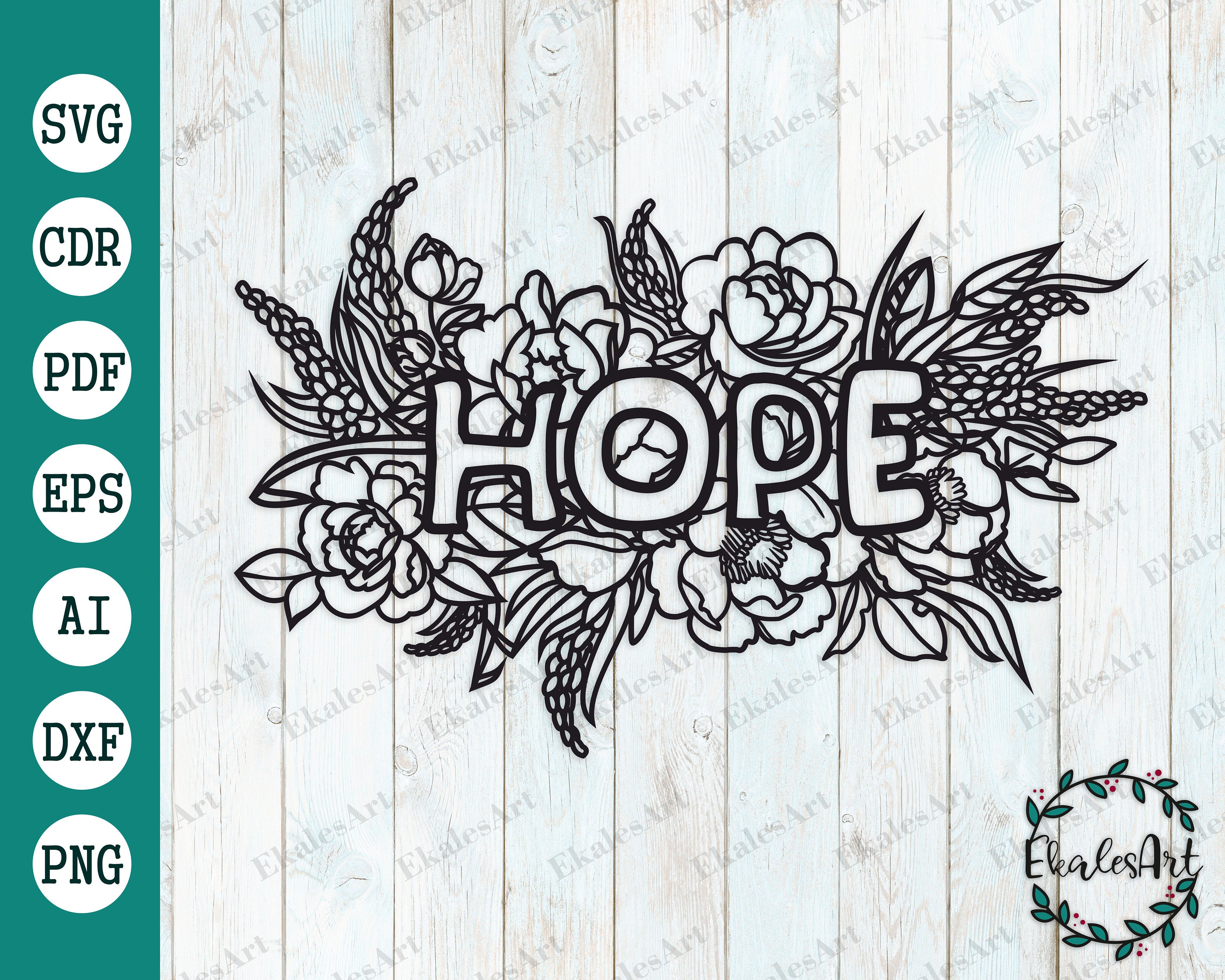 Hope SVG File Hope With Flowers Cut File Breast Cancer Svg - Etsy