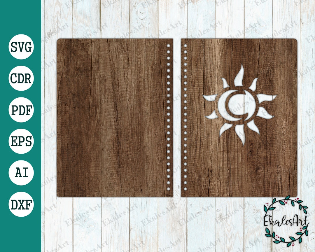 Sun and Moon Notebook Laser Cut File, Glowforge Notebook Cover Svg Cut ...