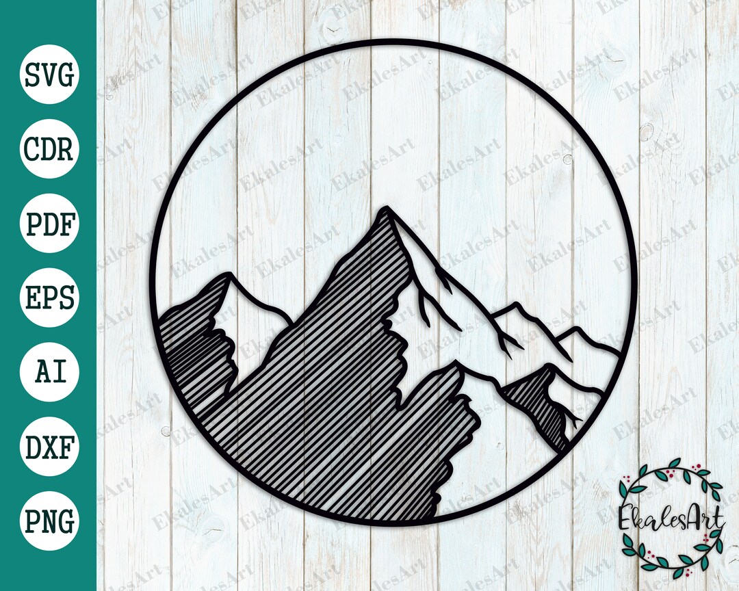 Mountains SVG, Mountains Clipart, Round Landscape With Mountain, Svg ...