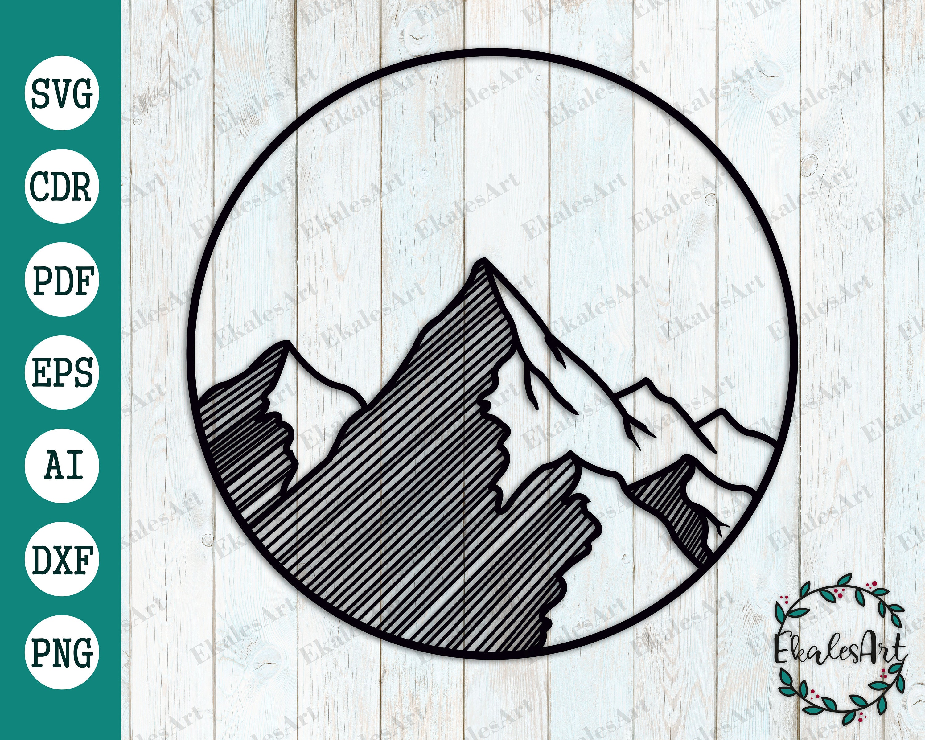 Mountains SVG Mountains Clipart Round Landscape With - Etsy