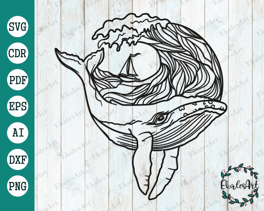 Whale and Wave SVG File, Blue Whale Svg, Sea Animal Svg Cut File, Ocean ...