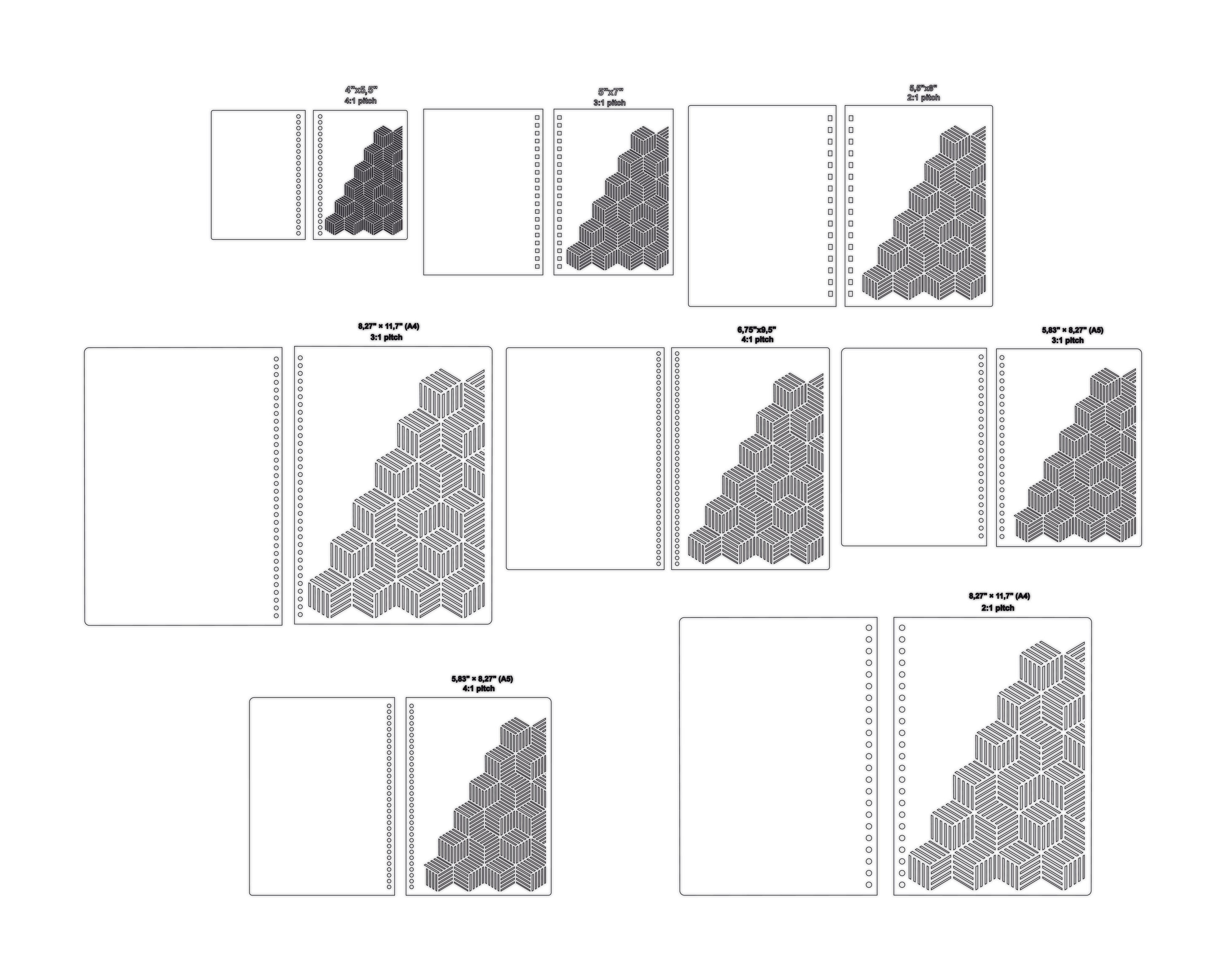 Cubes Notebook Cover Laser Cut File: A5 A4 Planner Template (SVG, PDF ...