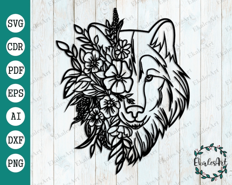 Wolf SVG File Wolf With Flowers Svg Wolf Flower Svg Mandala - Etsy