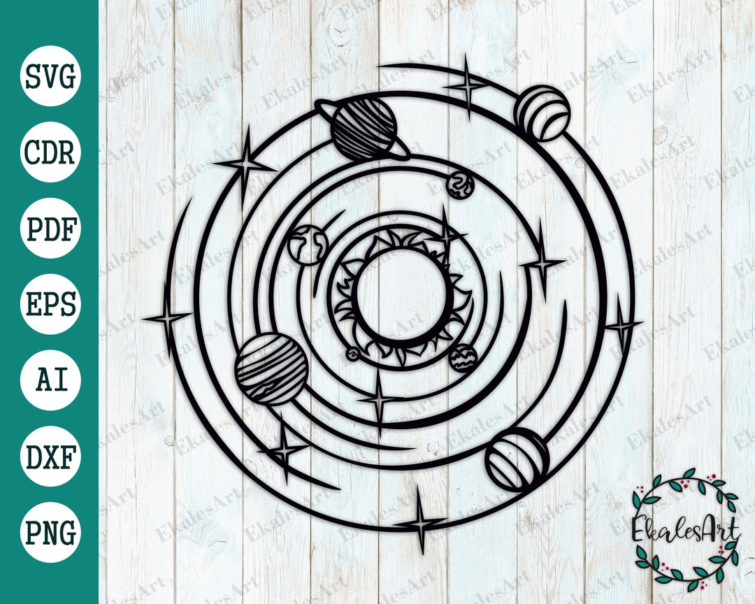 Solar System SVG, Planets Silhouette Cut File, Space Clipart, Galaxy ...