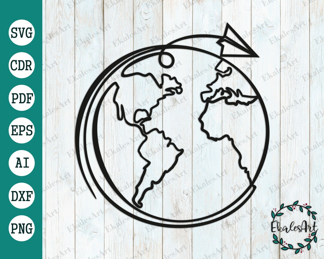 Globe Svg, Around the World Svg, Travel One Line SVG File, World Map ...