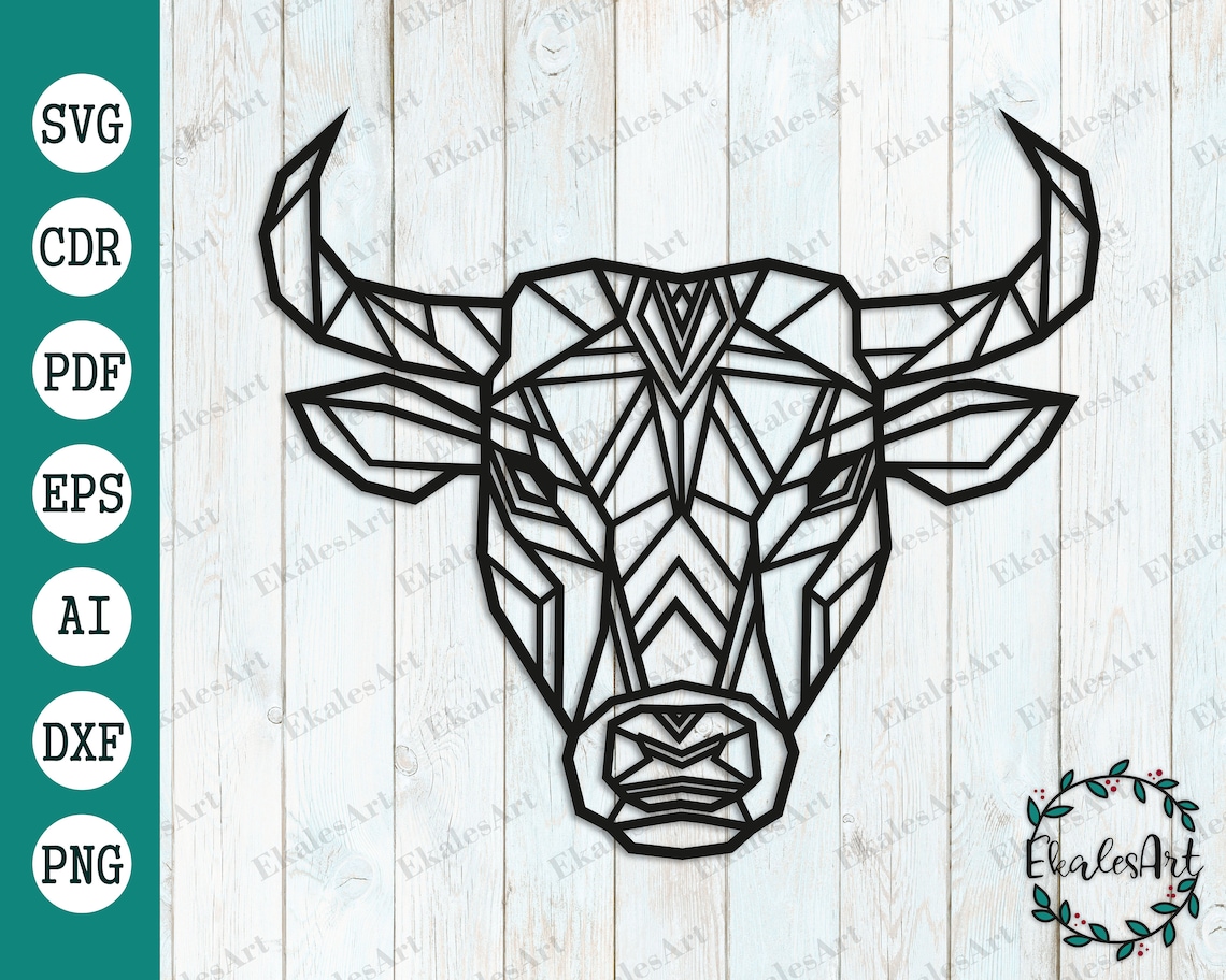 Geometric Bull Head SVG: Cowboy Animal Files (digital Download) - Etsy