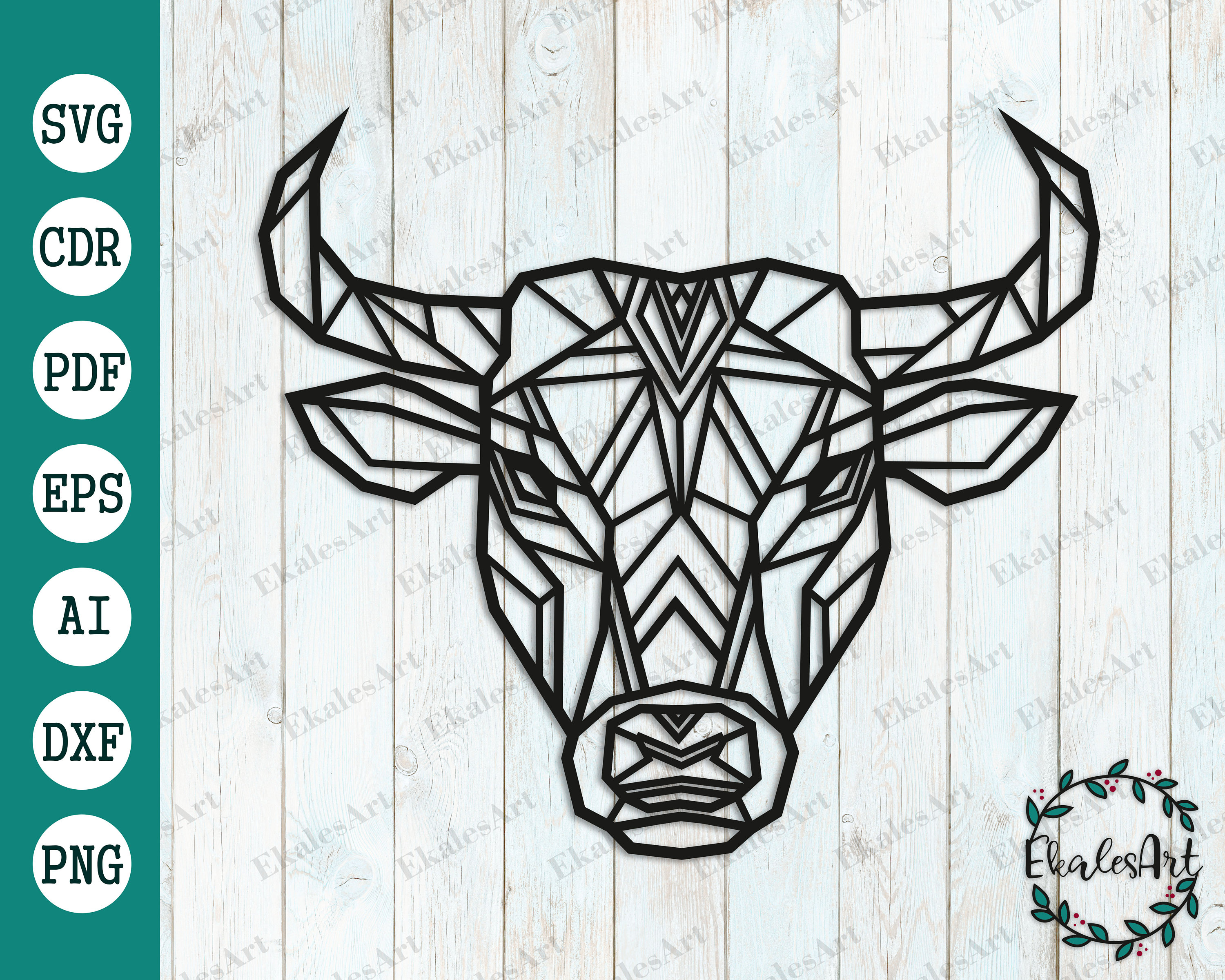 Bull Head SVG, Bull Svg, Cow Head Svg, Cowboy SVG, Geometric Animal Svg ...