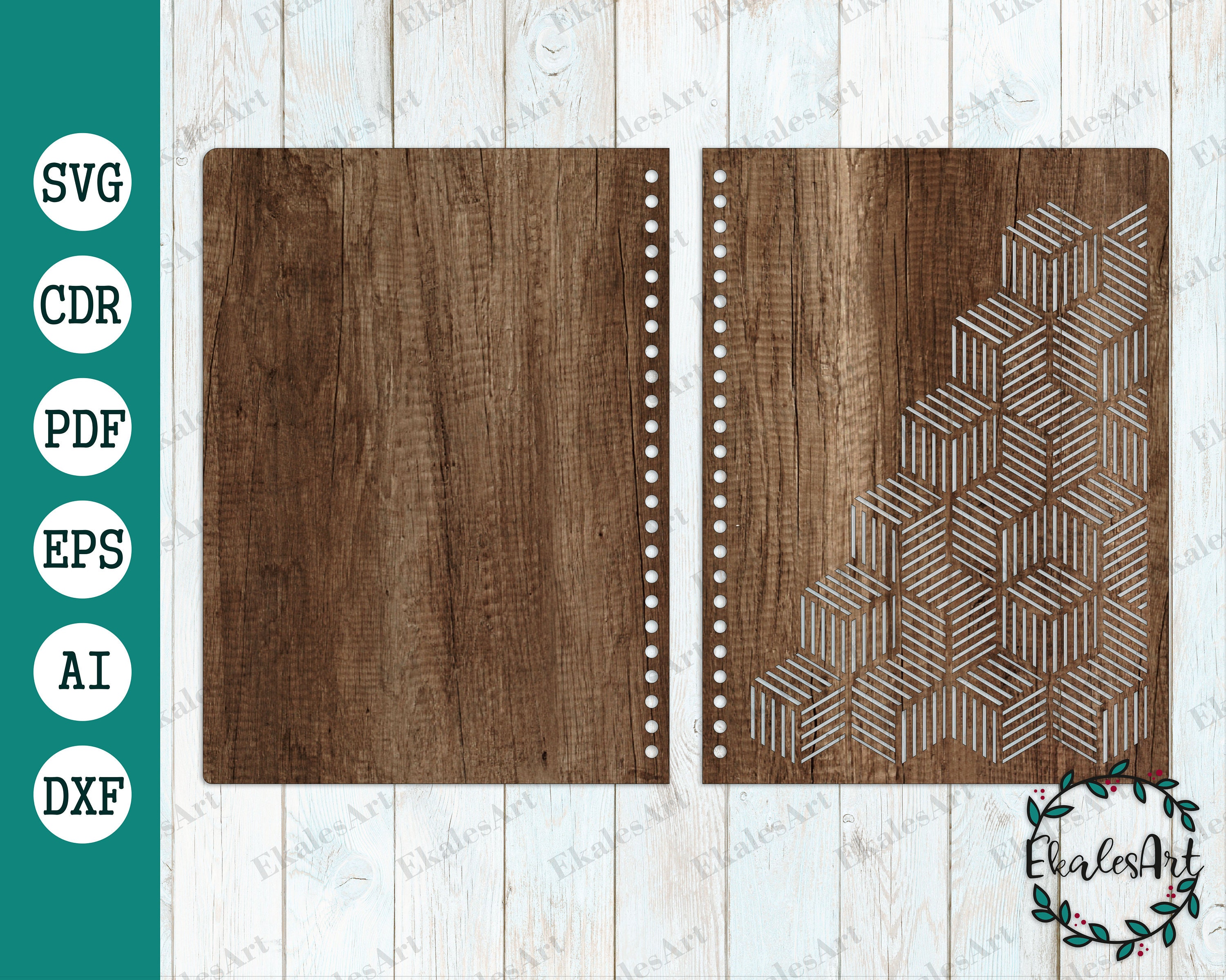 Cubes Notebook Laser Cut File Glowforge Notebook Cover Svg - Etsy