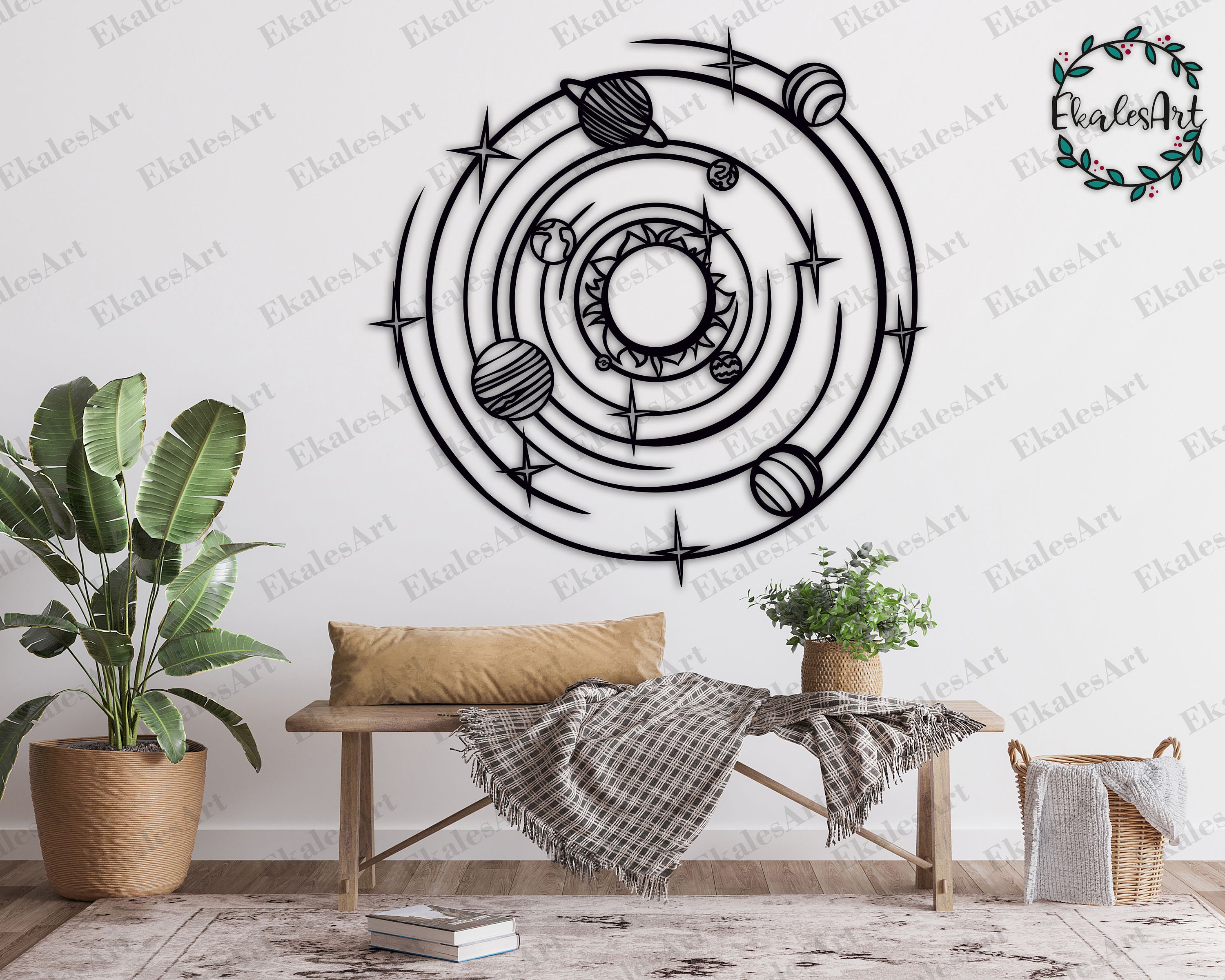 Solar System Planets Silhouette Cut File: Galaxy Wall Art (SVG, PDF ...
