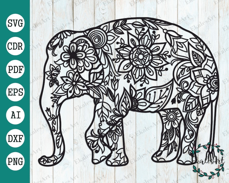 Elephant SVG, Mandala Elephant Svg Cut File, Elephant Ornament Svg ...