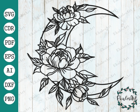 Flower Moon Svg Crescent Moon Svg Floral Lunar Svg Cut File - Etsy