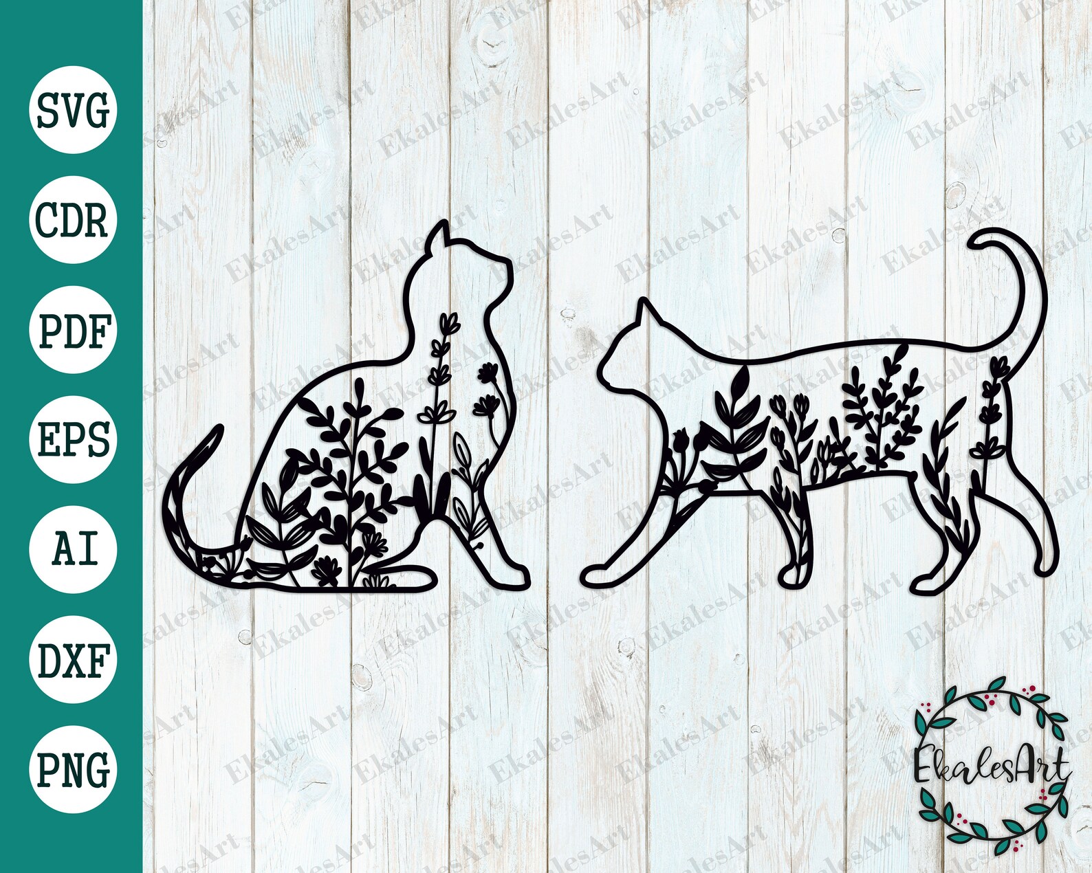 Flower Cats SVG File Cats Svg Cut File Cat Silhouette Svg | Etsy
