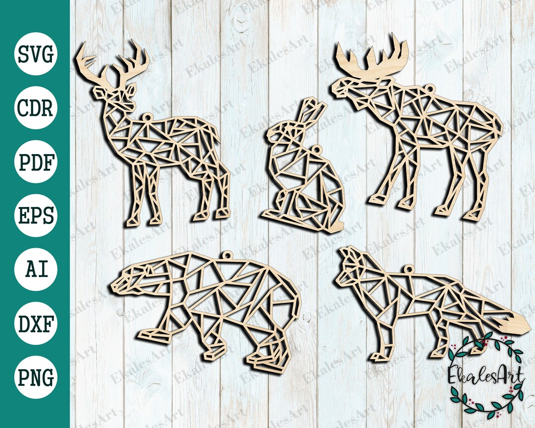 Geometric Animal Svg Bundle, Christmas Ornaments SVG, Polygonal ...