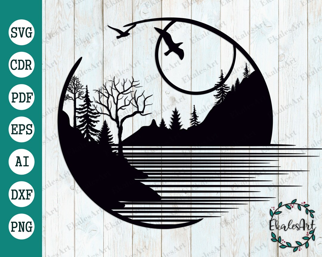 Lake Scene SVG, Lake Life Cut File - Lake Silhouette Svg - Mountain ...