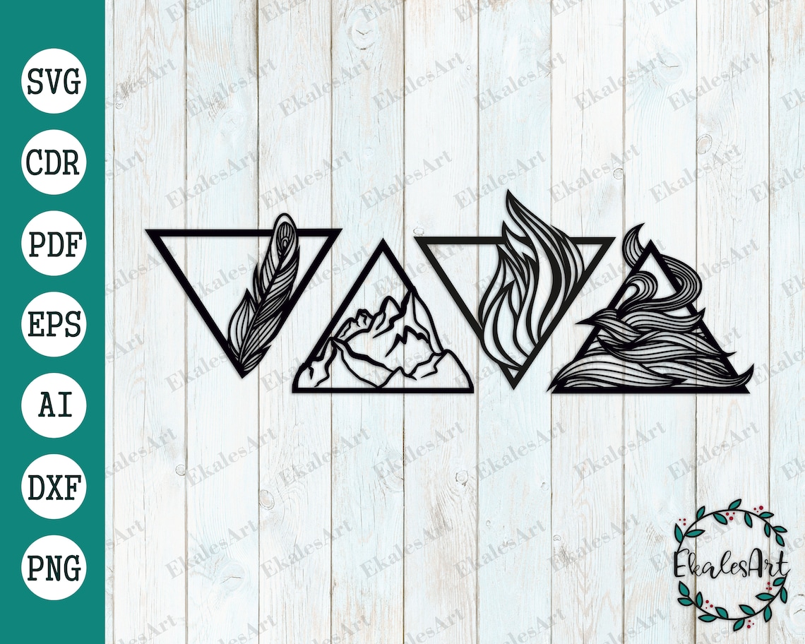 Four Elements Symbols Svg 4 Elements Cut File Earth Air Fire - Etsy