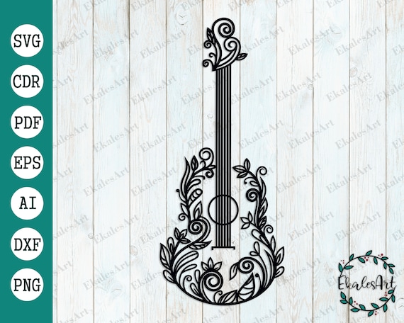 Guitar SVG File Guitarist Cut File Music Clipart Acoustic | Etsy