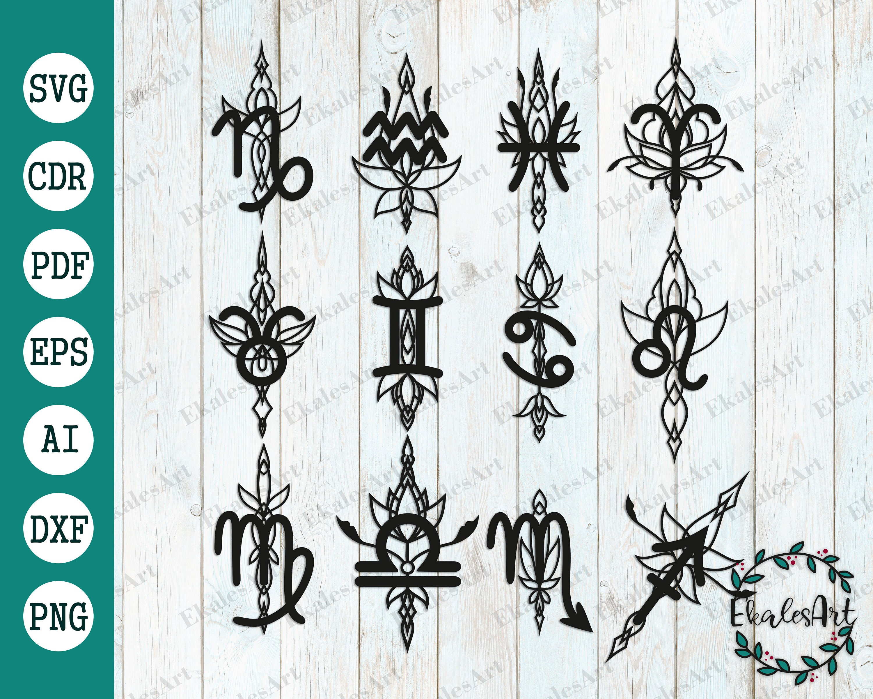 Zodiac SVG File, Horoscope Svg Cut File, Mandala Zodiac SVG, Zodiac ...