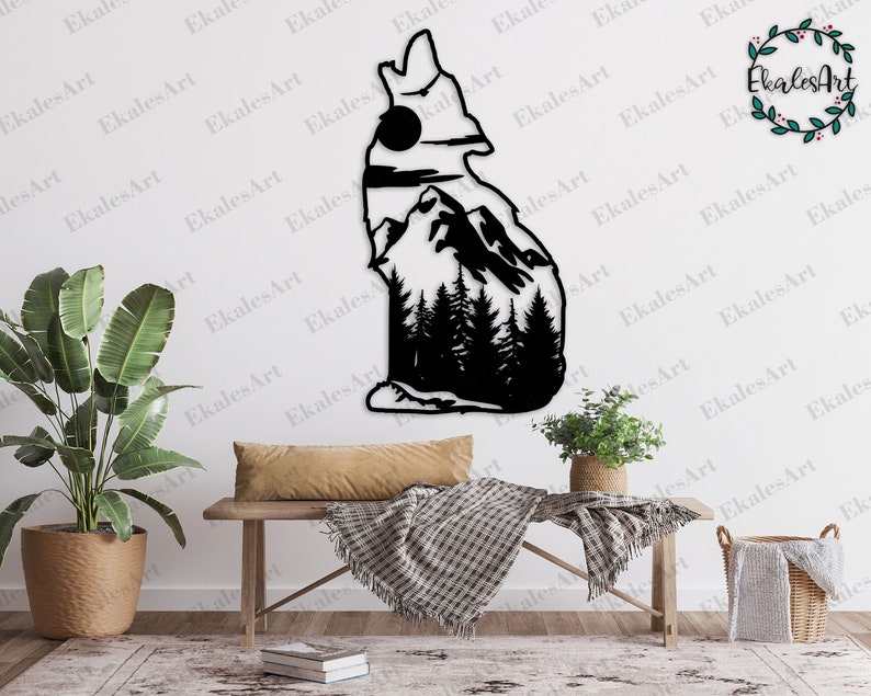 Howling Wolf SVG File Mountains Silhouette Svg Wolf Svg - Etsy