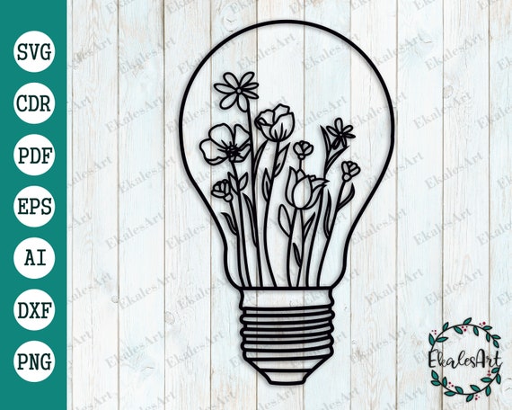 Light Bulb SVG Lightbulb Svg Light Bulb Flowers Clipart - Etsy