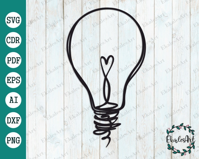 Doodle Light Bulb SVG: Hand Drawn Edison Bulb Clipart (digital Files ...