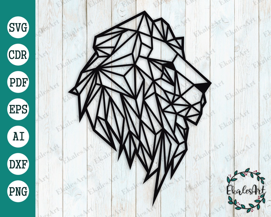 Lion Head SVG File, Lion Svg, Lion Face Svg, Lion Stencil, Polygonal ...