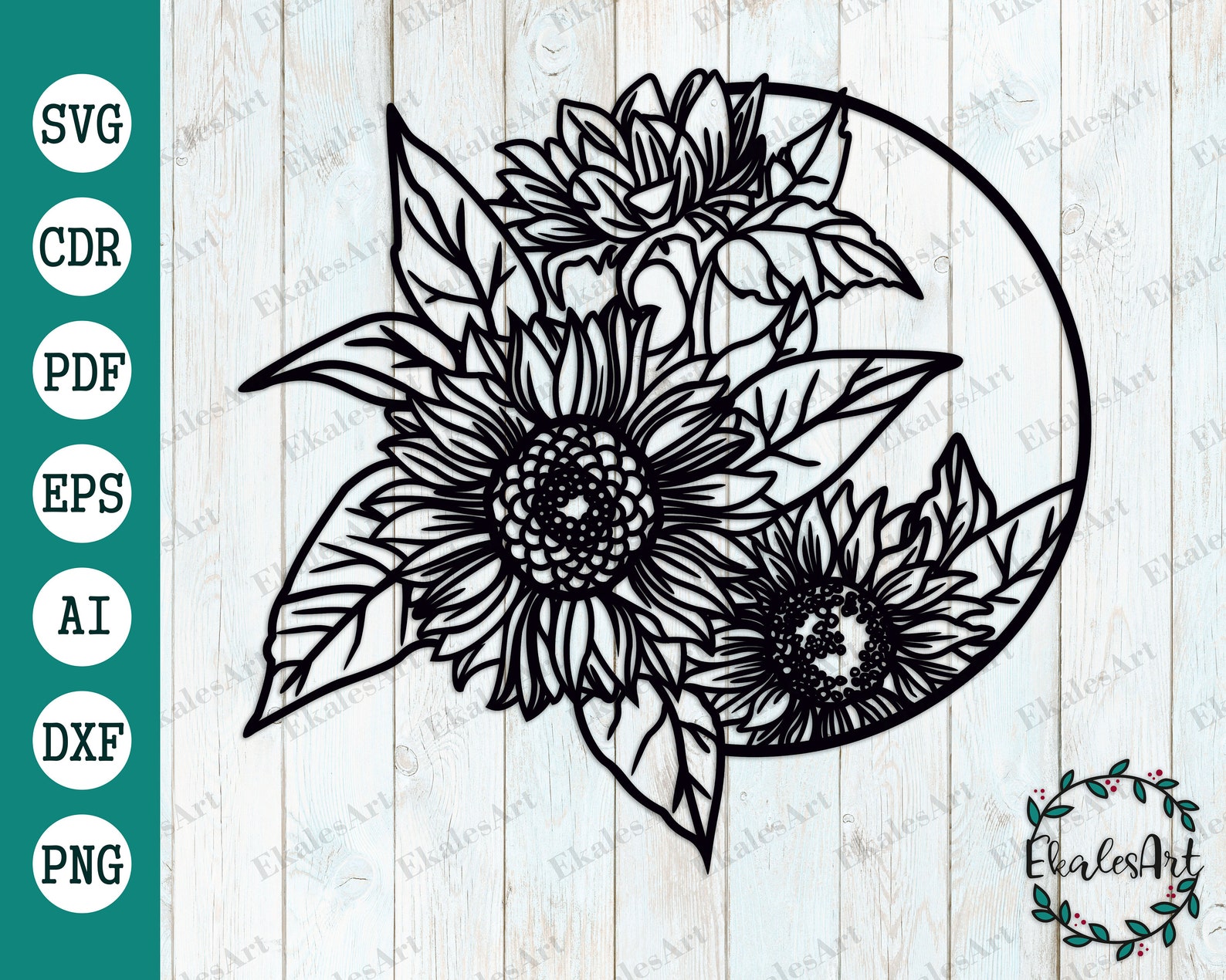 Sunflower SVG Flowers in Circle Svg Sublimation Designs - Etsy