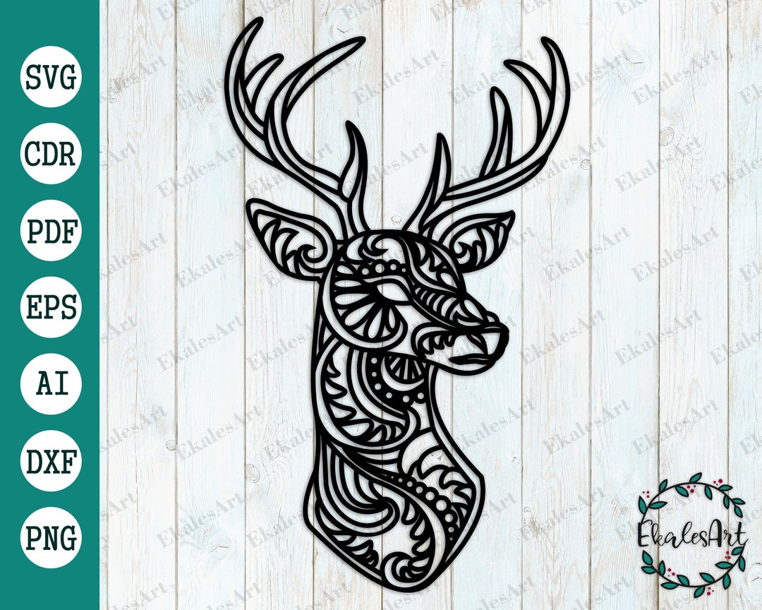Deer SVG File, Deer Head Svg Cut File, Boho Deer Silhouette, Deer ...