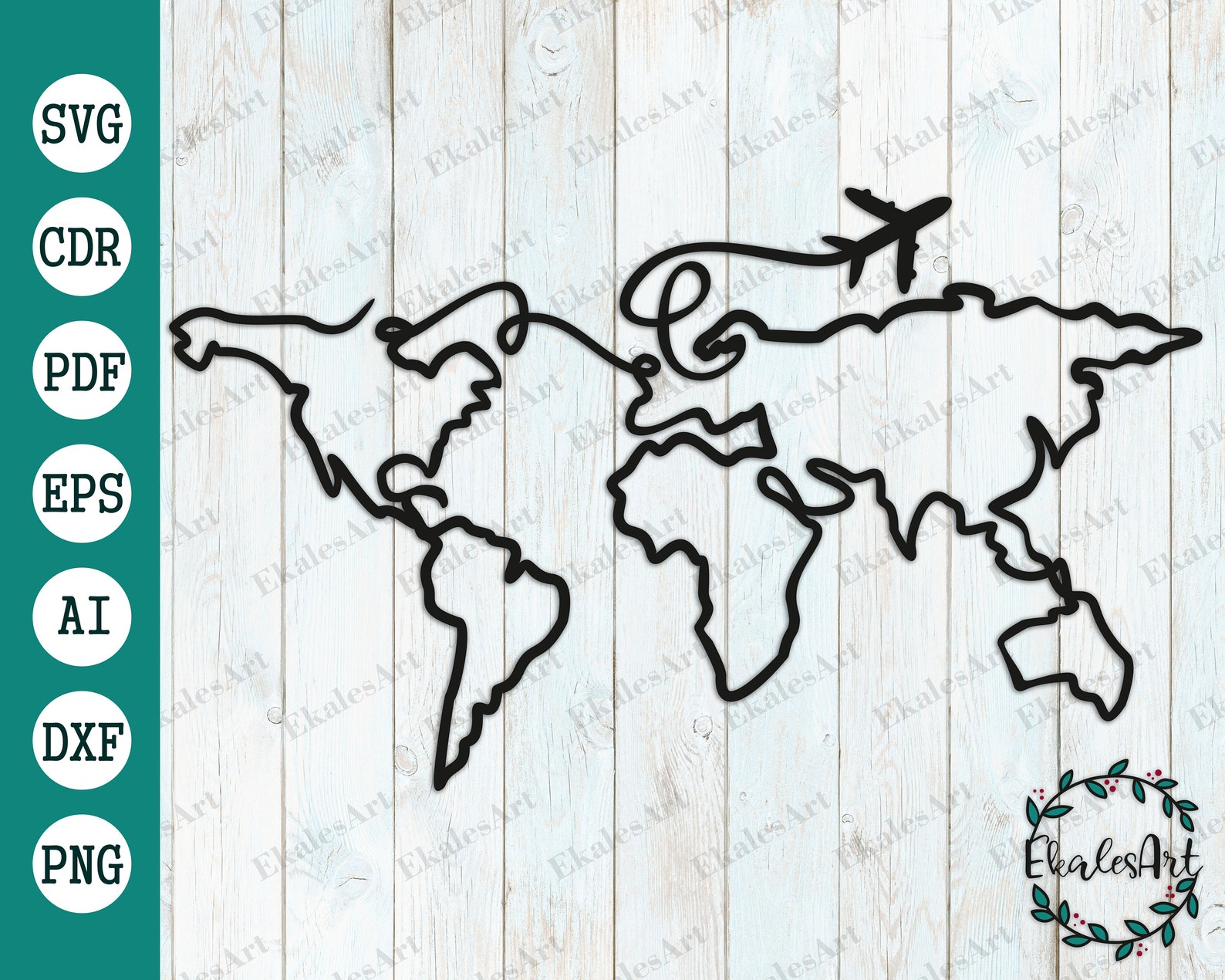Trip Around the World SVG File, World Map Cut File, World Map Svg ...