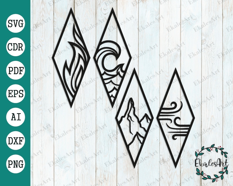 Rhombus 4 Elements SVG File Four Elements Cut File Four - Etsy