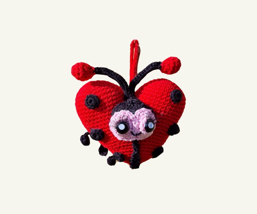 My Lady Bug Heart – Amigurumi Bug Plush, 16 Cm Stuffed Toy, DIY Cute ...