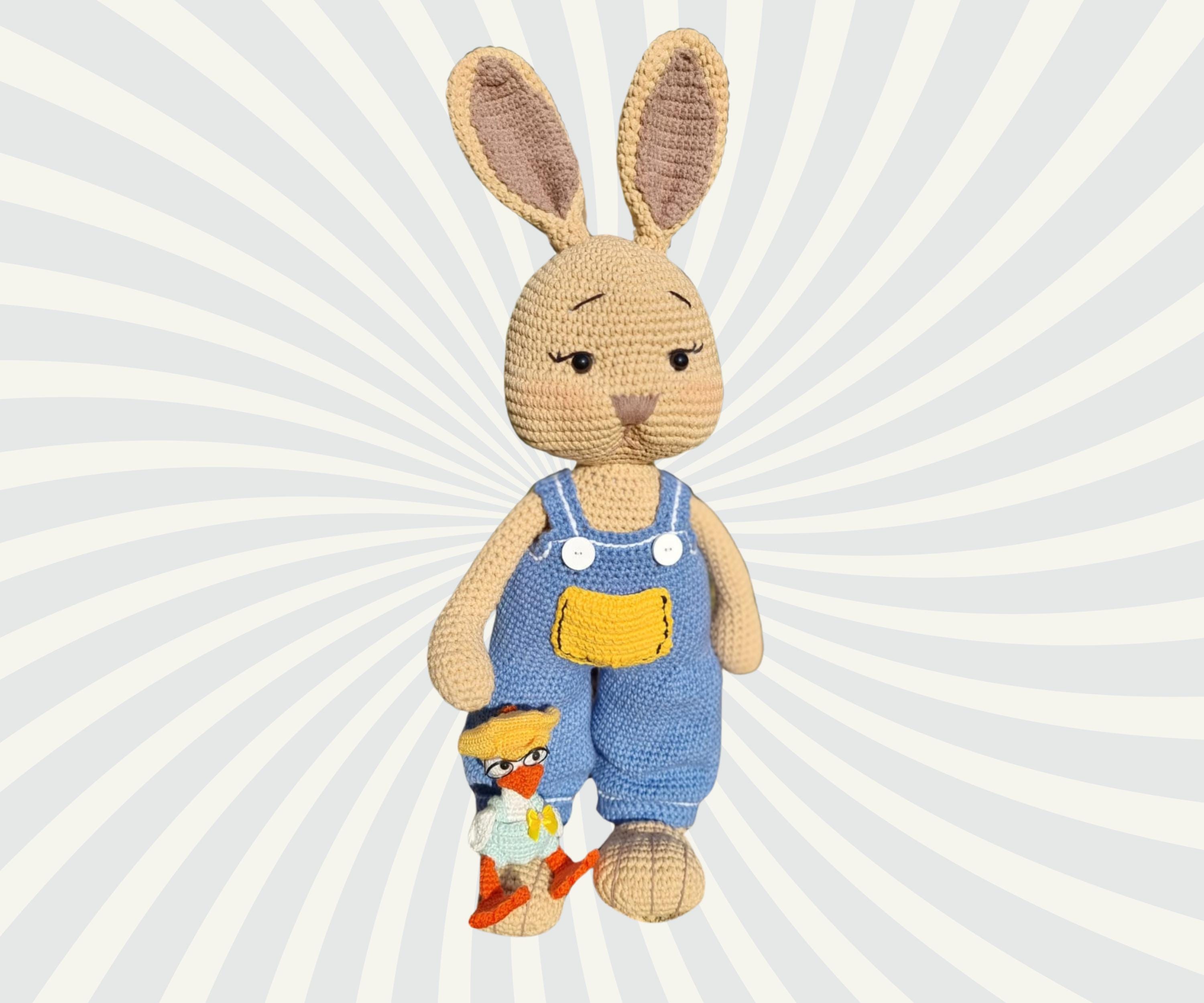 Bunny in Overalls Crochet Pattern PDF | 50cm Amigurumi Rabbit | English ...