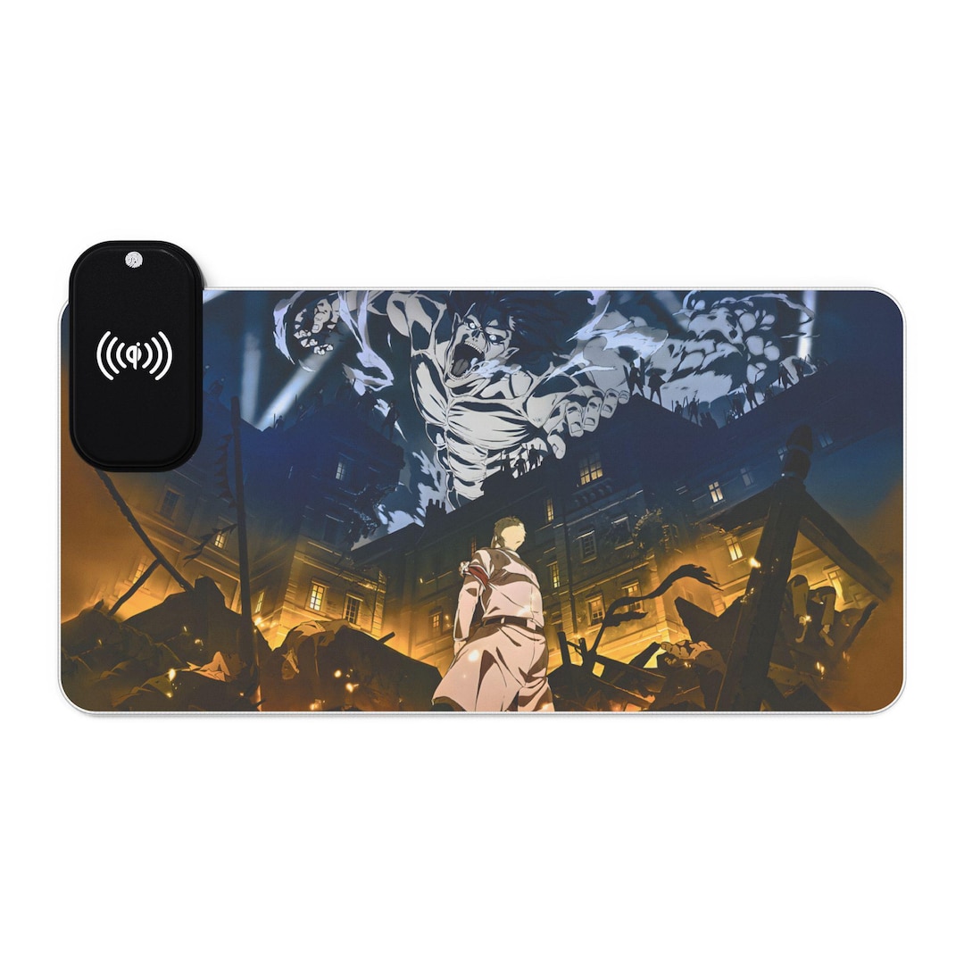 Gaming Mouse Pad, LED Attack on Titan AOT Mousepad With Wireless ...
