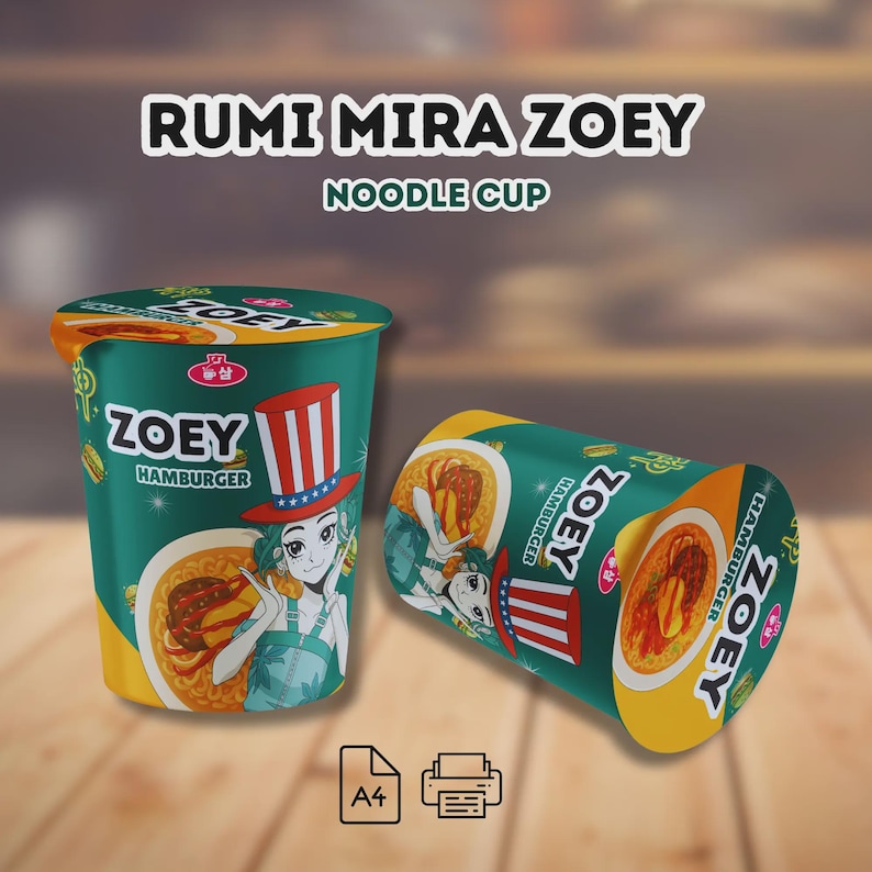 K-pop Demon Hunter Ramen Cup Labels | Rumi Mira Zoey Huntrix Girls ...