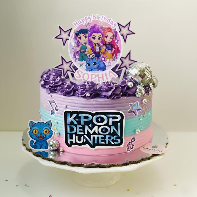 Editable Kpop Demon Hunters Cake Topper | K-pop Huntrix Birthday Party ...