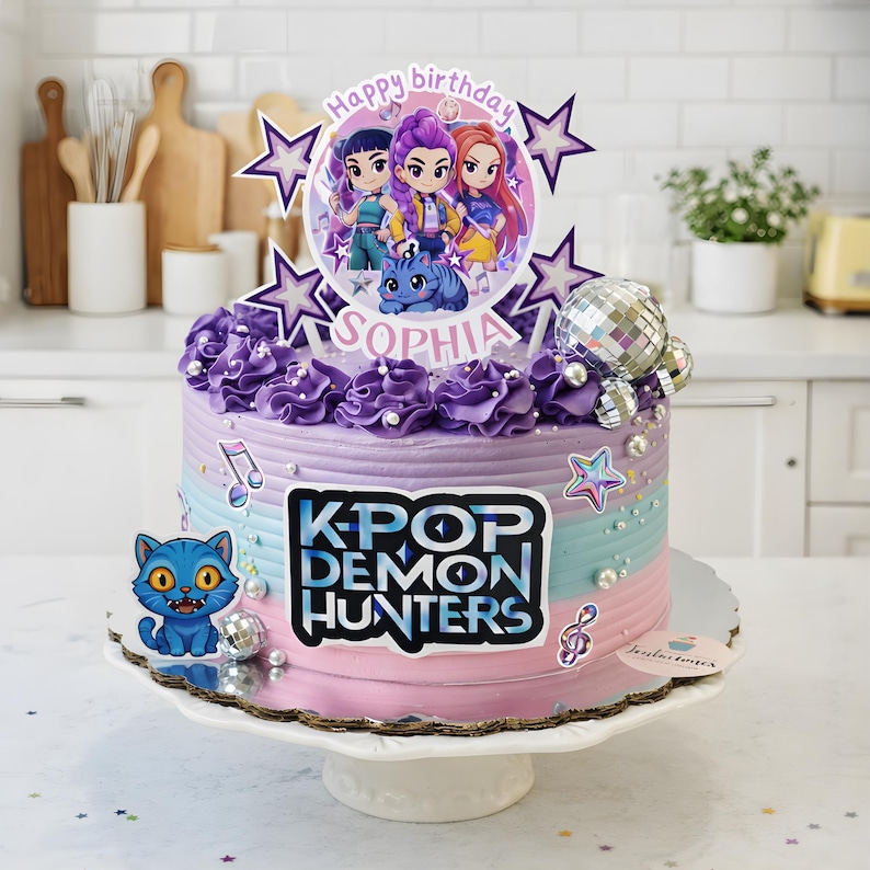 Editable Kpop Demon Hunters Cake Topper | K-pop Huntrix Birthday Party ...