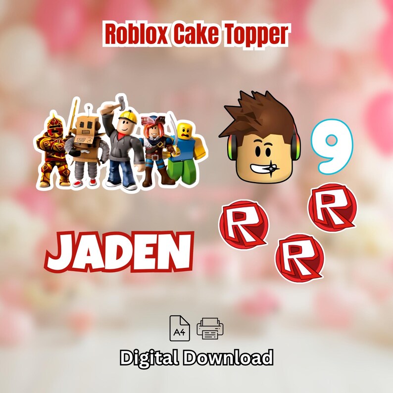 Personalized Roblox Cake Topper | Printable Birthday Party Decor (canva ...