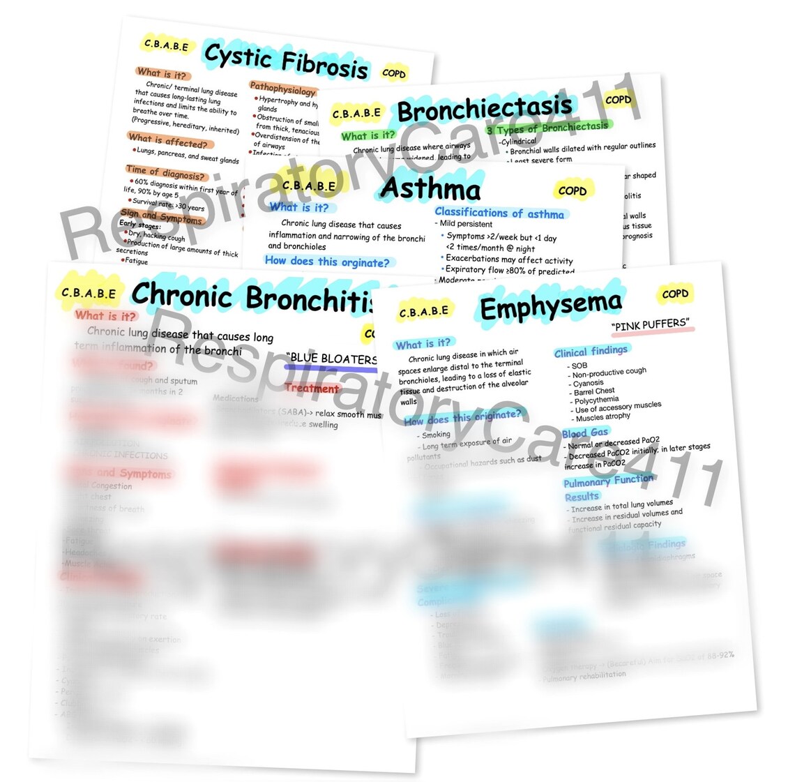 Respiratory CBABE Pathology Sheets - Etsy