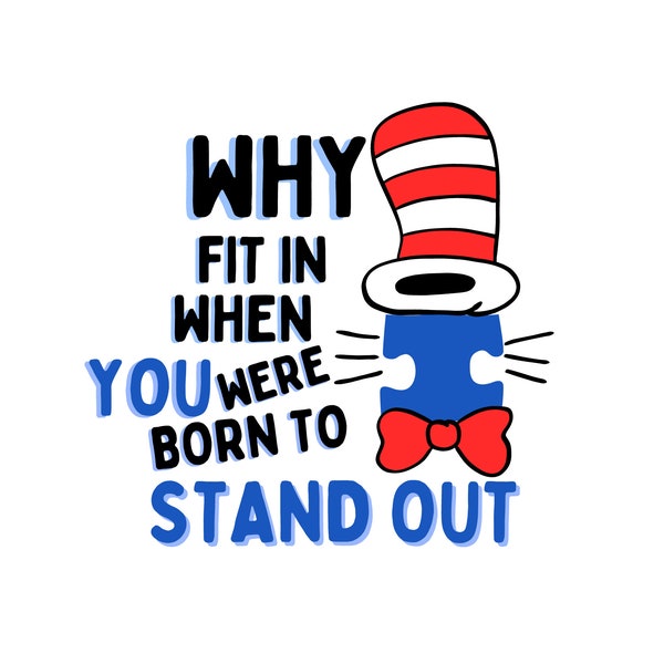 Autism Cat in Hat Svg - Etsy