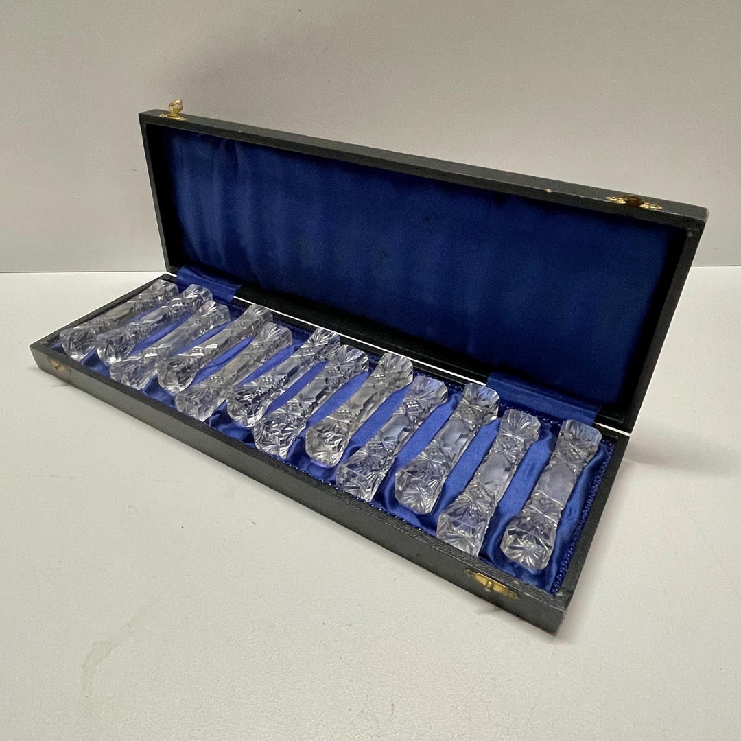 Antique Art Deco Hand Sharpened Crystal Knife Rests 12 Pcs - Etsy