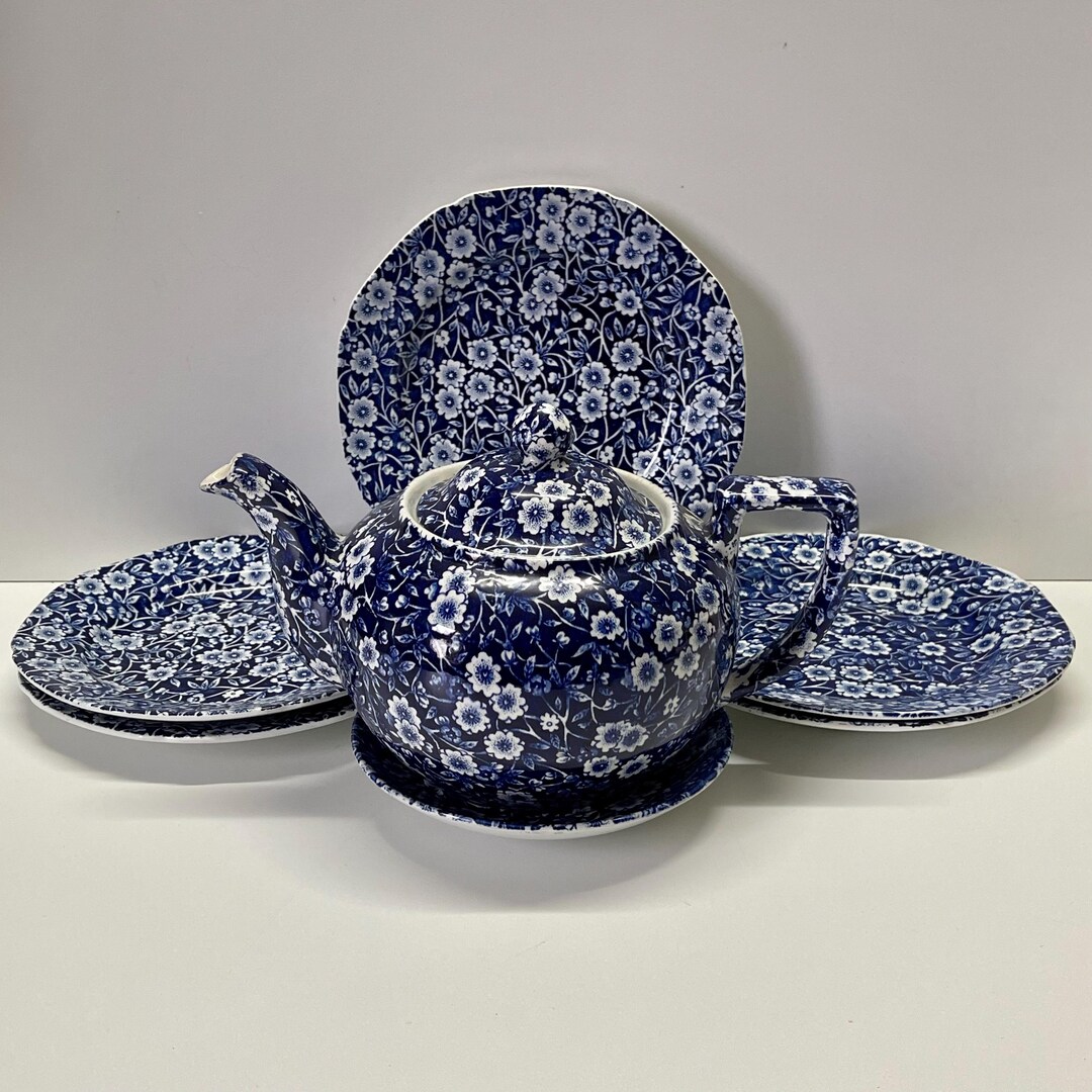 Burleigh Ironstone Staffordshire England Blue Calico Tableware Pieces ...