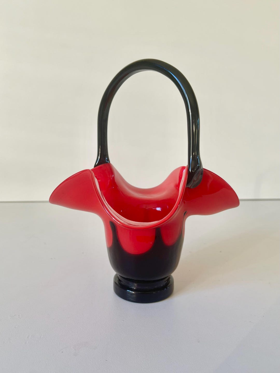 Vtg Loetz Czech Tango Red Black Glass Brides Basket - Michael Polowny ...