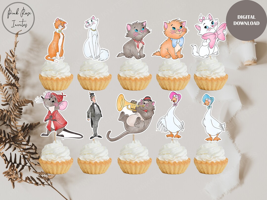 Aristocats Cupcake Toppers Printable Cute Cupcake Toppers Digital