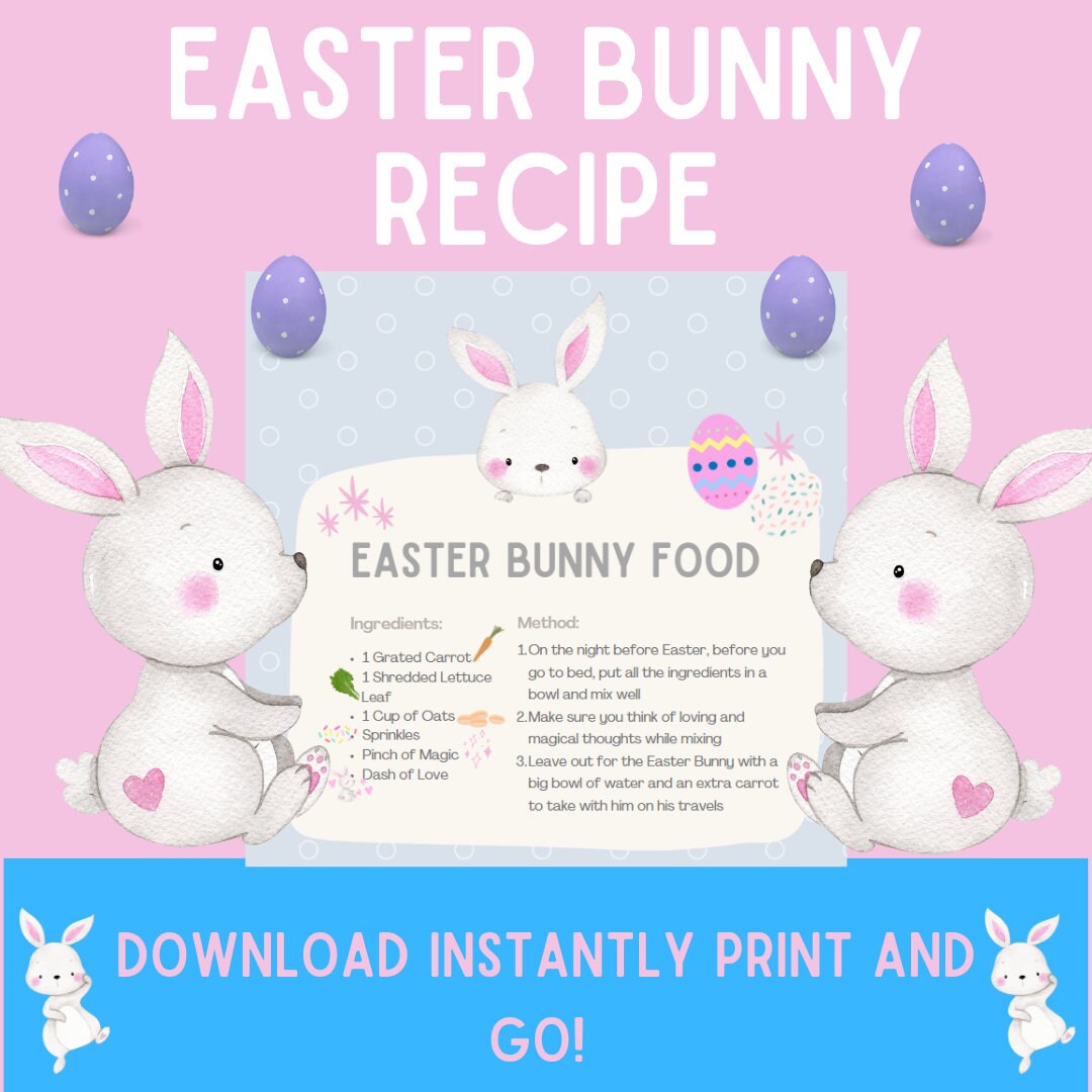 Easter Bunny Food Recipe Card Keepsake - Etsy
