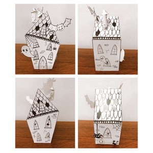 Haunted House Paper Craft Activity, Printable Halloween Craft House ...